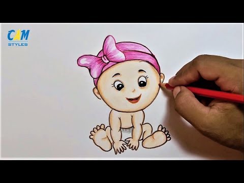 Baby Girl Drawing at PaintingValley.com | Explore collection of Baby ...