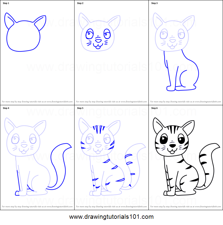 Cartoon Cat Drawing Tutorial at PaintingValley.com | Explore collection ...
