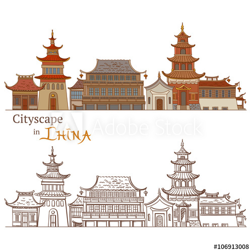 Chinese Architecture Drawing at PaintingValley.com | Explore collection ...