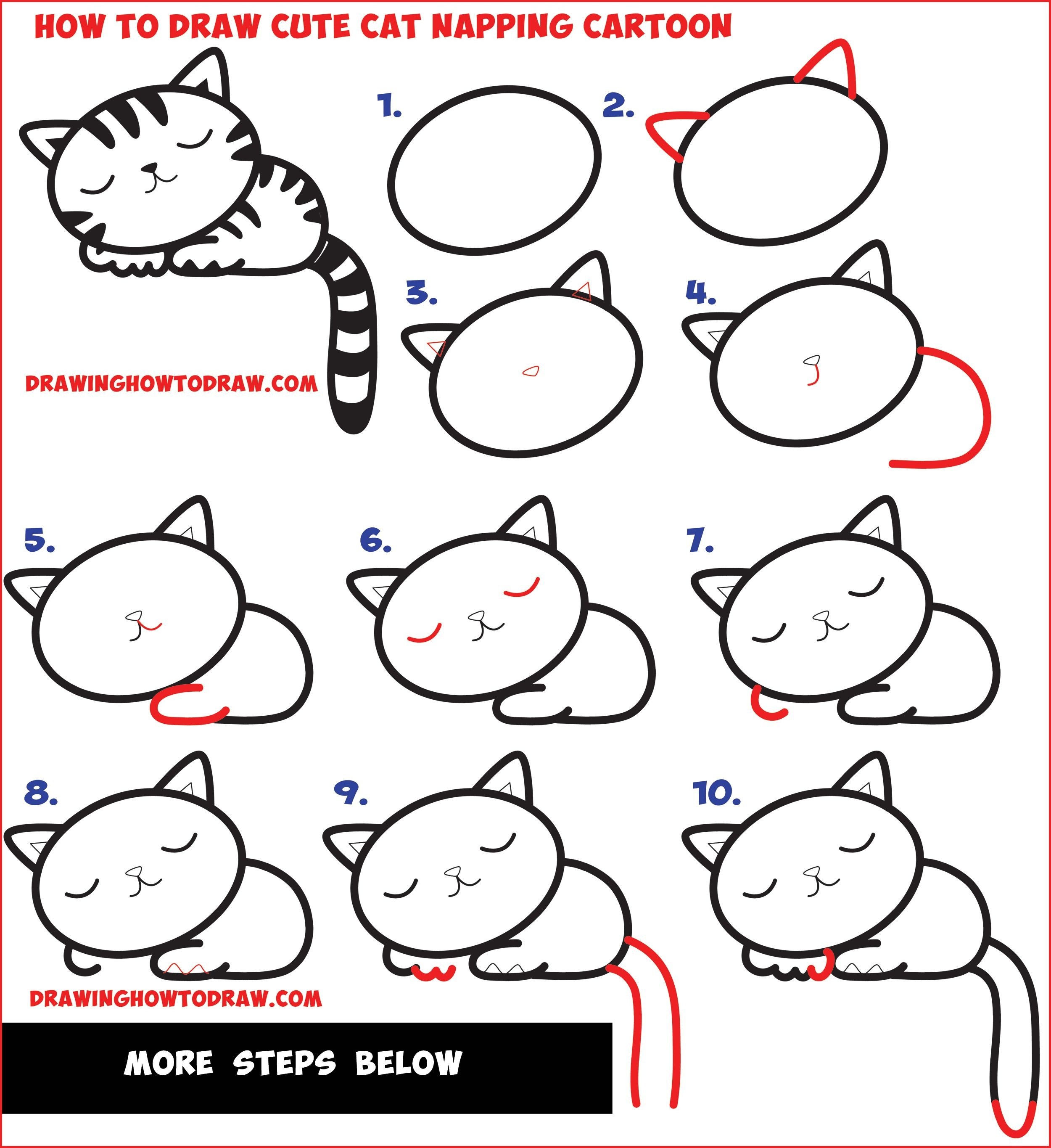 Easy Cat Drawing Step By Step at PaintingValley.com | Explore ... Easy Cat Drawing Step By Step at PaintingValley.com | Explore ...