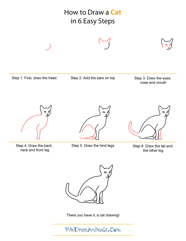 Easy Cat Drawing Step By Step at PaintingValley.com | Explore ...