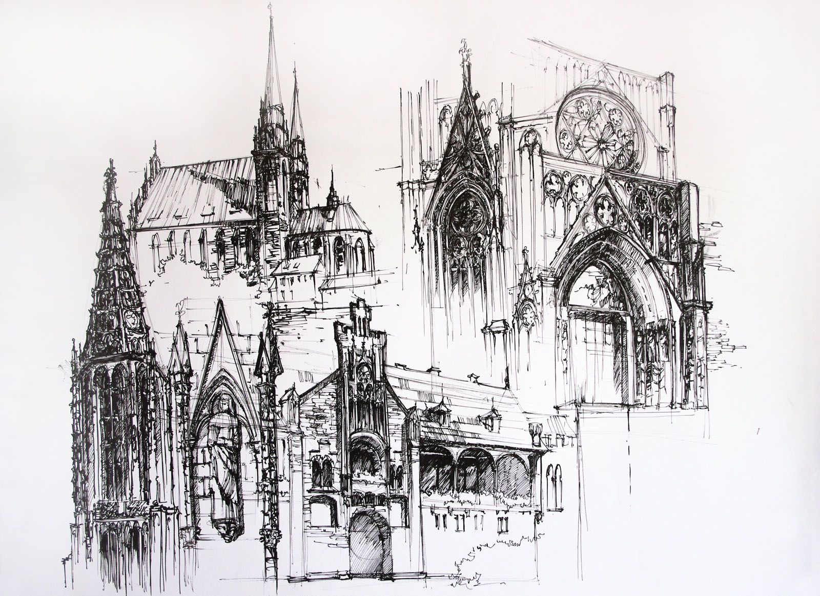 Gothic Architecture Drawing at PaintingValley.com | Explore collection of Gothic Architecture ...