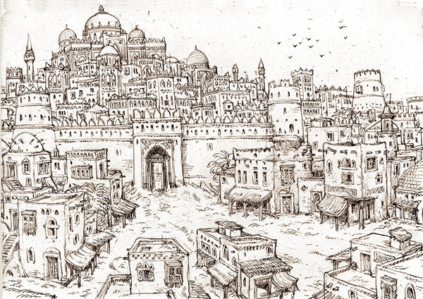 Medieval City Drawing at PaintingValley.com | Explore collection of ...