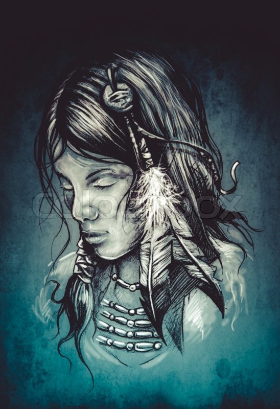 Native American Indian Woman Drawing at PaintingValley.com | Explore ...