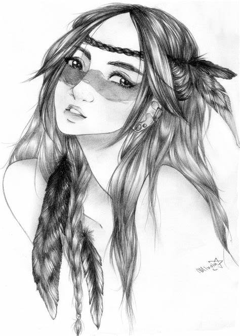 Native Girl Drawing at PaintingValley.com | Explore collection of ...