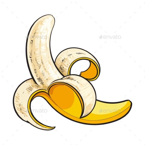 Peeled Banana Drawing at PaintingValley.com | Explore collection of ...
