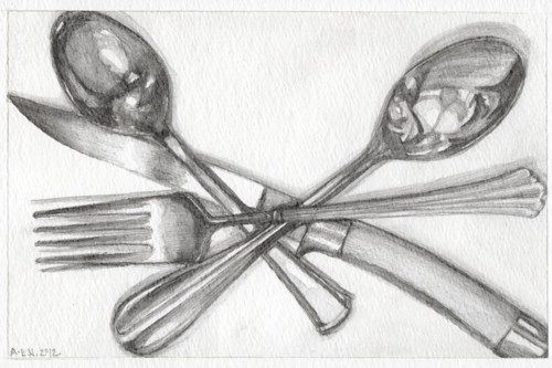 Silverware Drawing at PaintingValley.com | Explore collection of ...