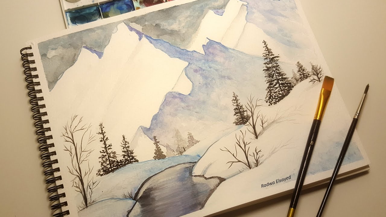 Snowy Mountain Drawing at PaintingValley.com | Explore collection of ...