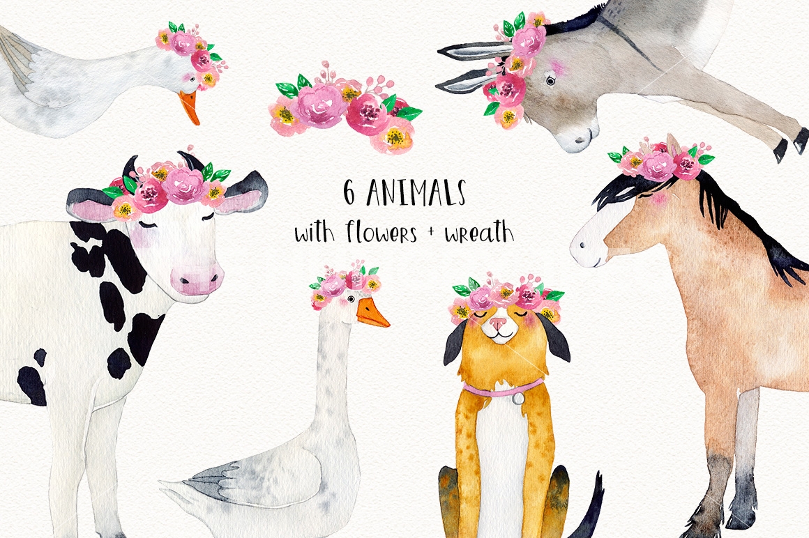 Watercolor Farm Animals at PaintingValley.com | Explore collection of ...