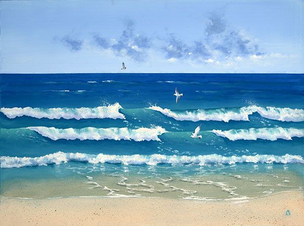 Beach Oil Painting at PaintingValley.com | Explore collection of Beach ...