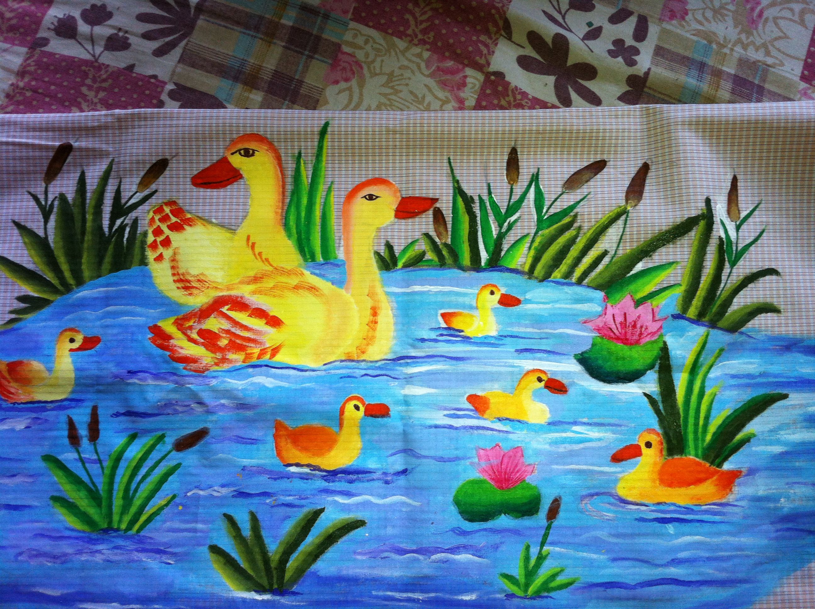 Duck Pond Painting at PaintingValley.com | Explore collection of Duck ...
