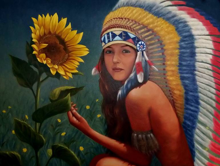 Native American Girl Painting at PaintingValley.com | Explore ...