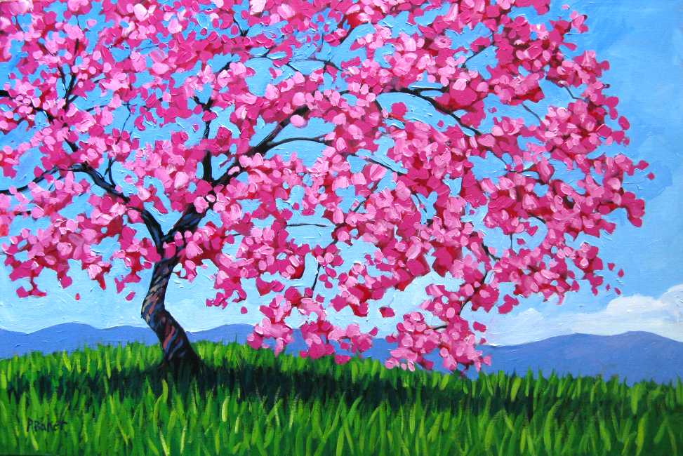 Pink Tree Painting at PaintingValley.com | Explore collection of Pink ...