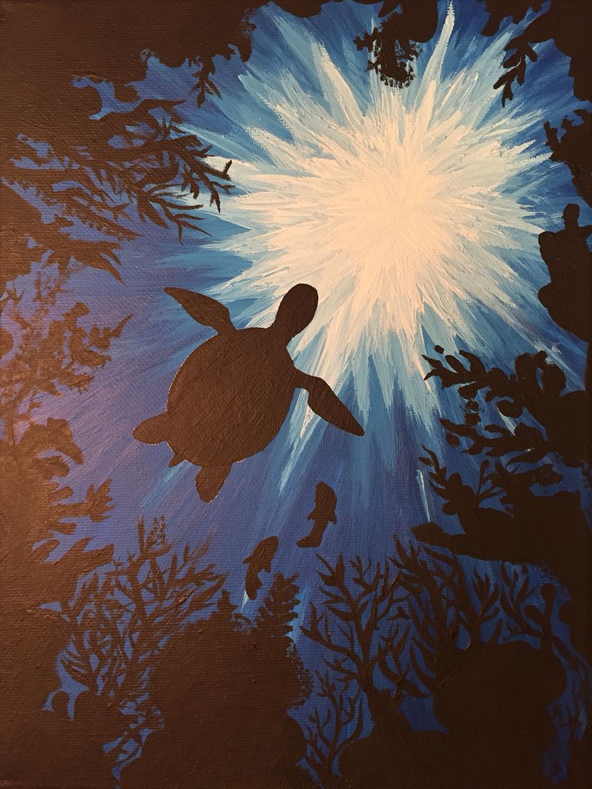 Sea Turtle Silhouette Painting at PaintingValley.com | Explore ...