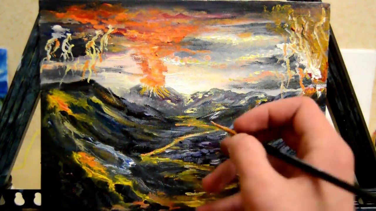 Volcano Eruption Painting at PaintingValley.com | Explore collection of ...