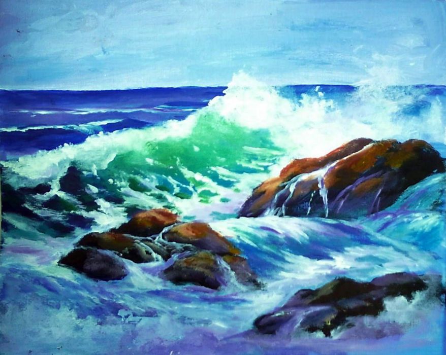 Waves Crashing Painting at PaintingValley.com | Explore collection of ...