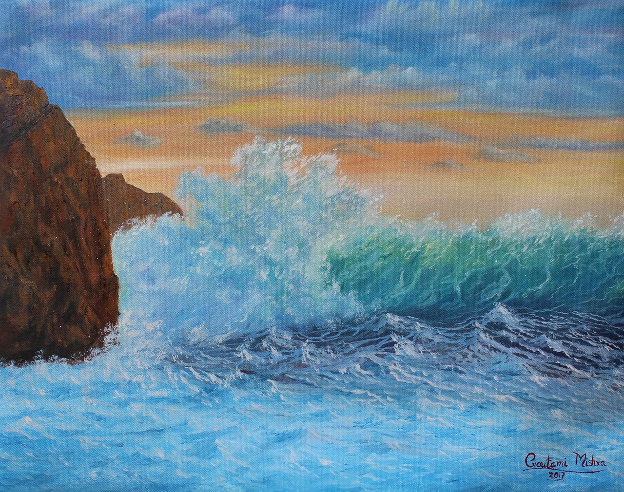 Waves Crashing Painting at PaintingValley.com | Explore collection of ...