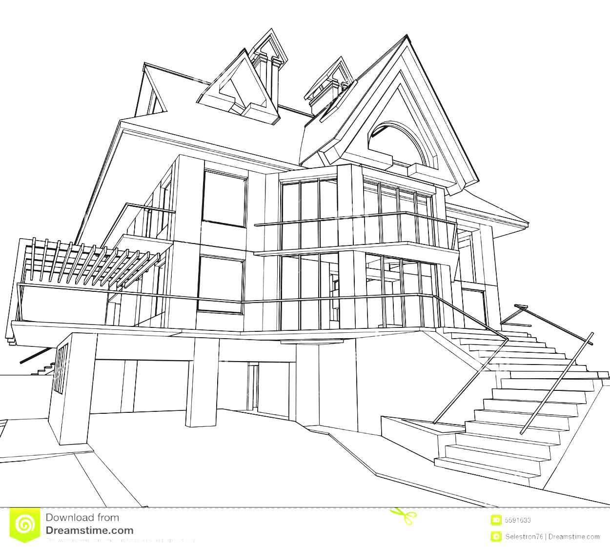 Modern Architecture Sketches at PaintingValley.com | Explore collection ...
