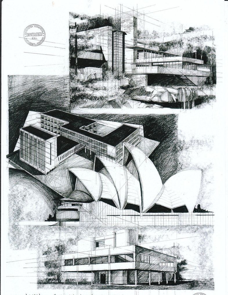 Modern Architecture Sketches at PaintingValley.com | Explore collection ...